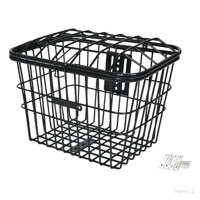 Panier de rangement de vélo en fil métallique avec couvercle noir pour femmes et hommes adultes