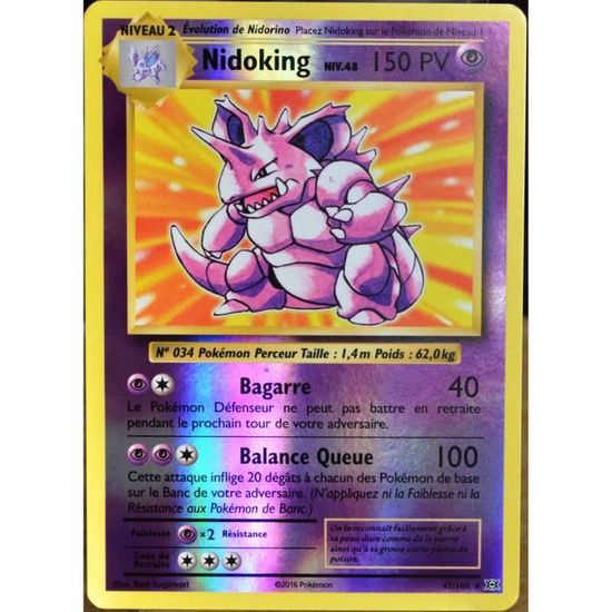 Carte Pokémon 45 108 Nidoking Niv 48 150 PV HOLO REVERSE XY