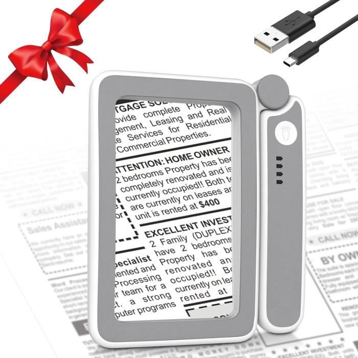Loupe avec Lumière 4X Loupe de Lecture Type C Rechargeable Loupe