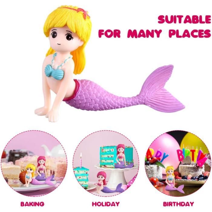 Lot de 4 figurines de sirène miniatures pour gâteau sur le thème de l