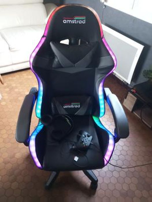 Amstrad AMS-900-LED-TOP1 - Fauteuil gaming noir & gris - Serigraphie ...