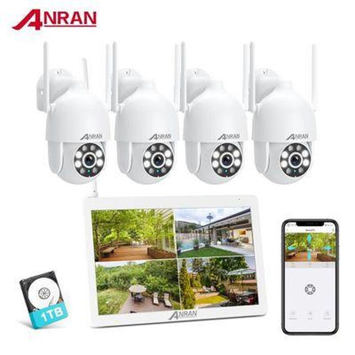 ANRAN KIT Caméra de Surveillance13" NVR 4 Caméras 360° VidéoSurveillance Audio Bidirectionnel ...