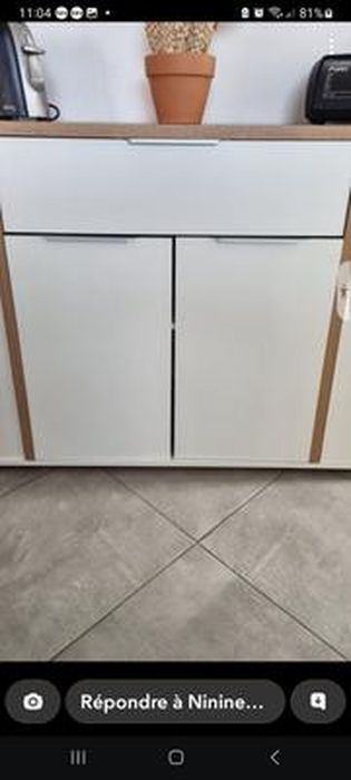 Enfilade ACCESS - 4 portes + 1 tiroir - Décor chêne Hamilton et Blanc ...