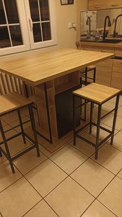 IDMARKET Ensemble ilot central 110 cm bois noir et imitation hêtre avec ...