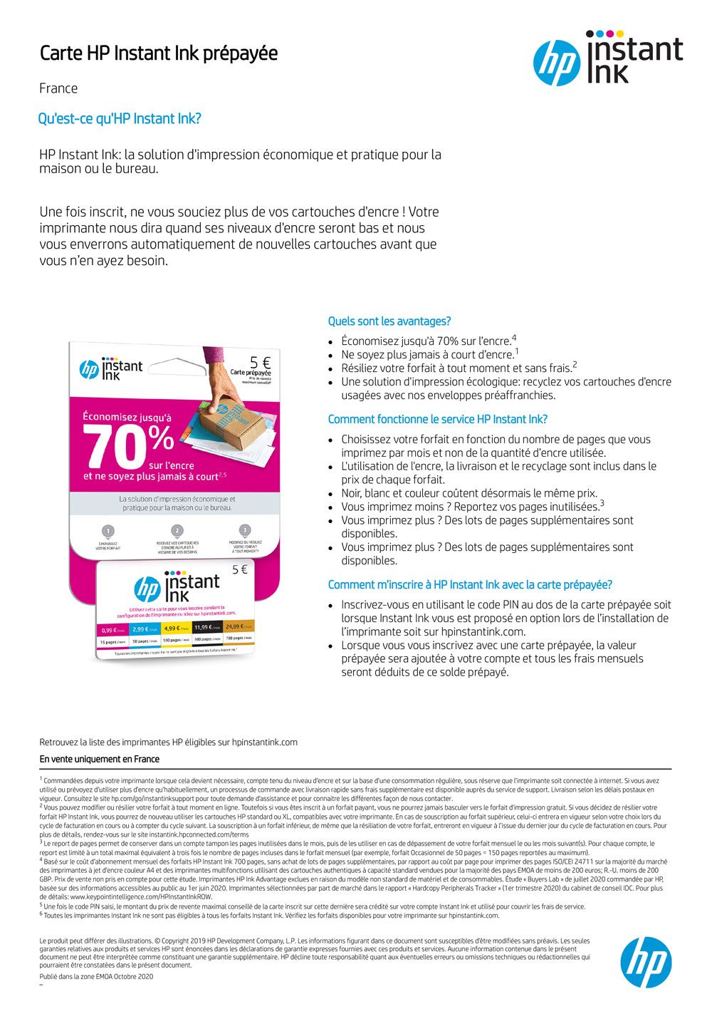 HP Carte prépayée Instant Ink - Cdiscount Informatique