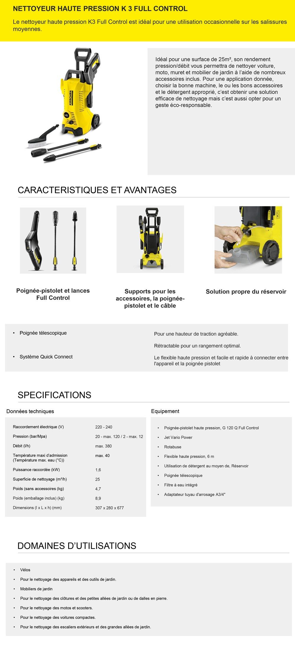 KARCHER Nettoyeur haute pression K3 Full Control - 1600 W - Cdiscount ...