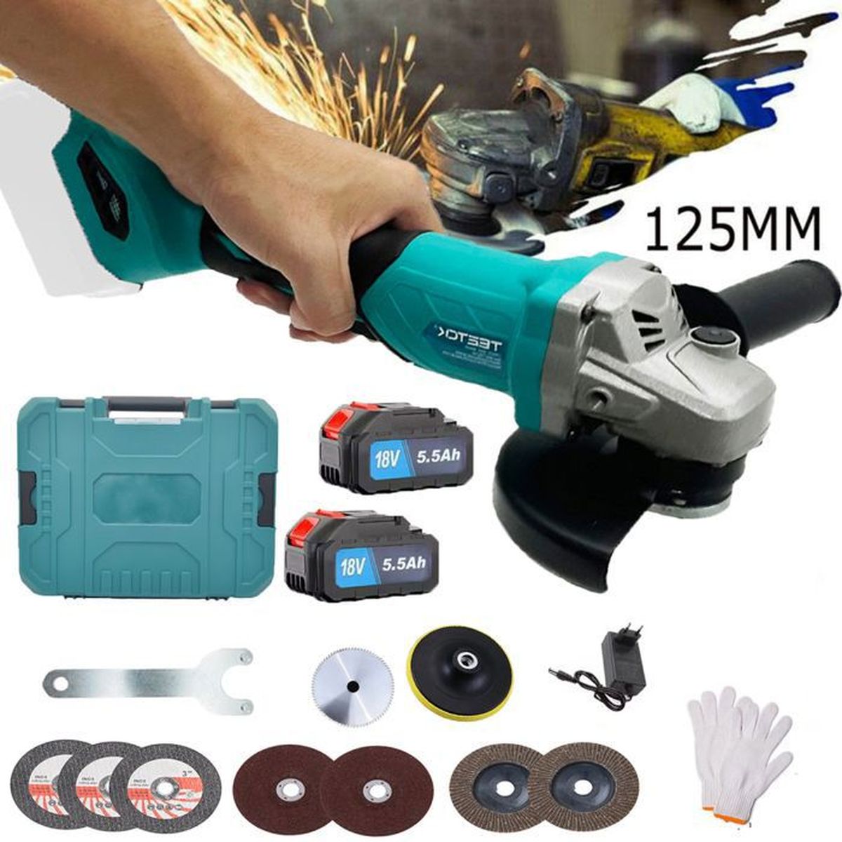 Brushless Meuleuse d'angle sans fil MAWIRON 125mm Portable électriques ...