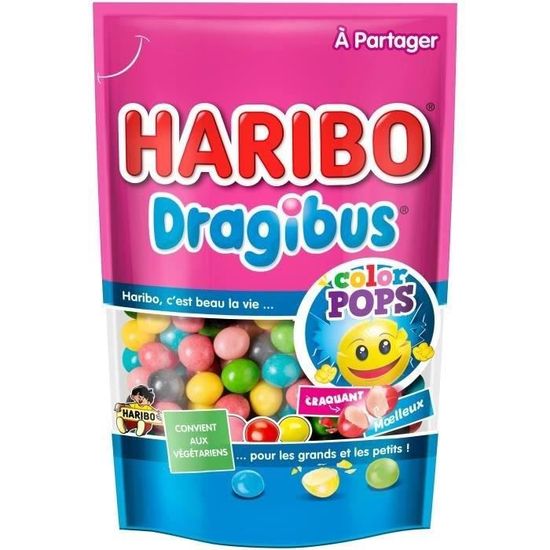 HARIBO Billes de Dragibus Color Pops, craquant et moelleux - 174 g ...