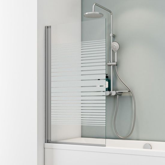 Pare baignoire rabattable 70 x 130 cm, Schulte, verre 5 mm sérigraphie bandes transversales ...