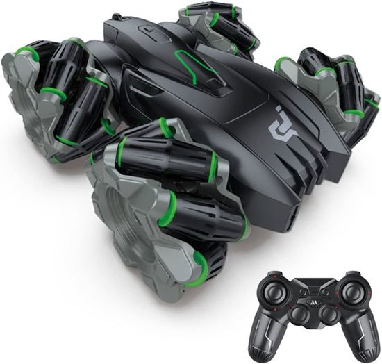 Rc Voiture Télécommandée Tout Terrain,4Wd 360°Rotation Stunt Car Offroad Rc Véhicule Avec Led,2 ...