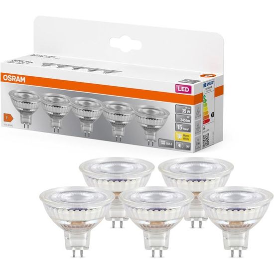 OSRAM LED BASE MR16, pack avantage de 5 lampes basse tension, remplace ...