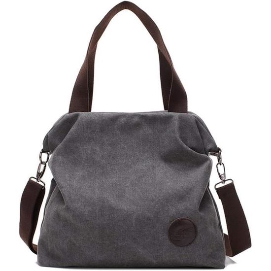 Sac À Main Toile Dames - Gris - Sac Bandoulière - Grande Capacité ...