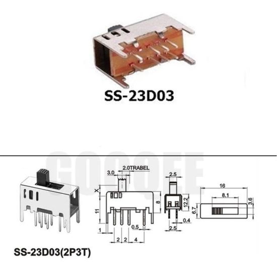 Inox 23D03 5PCS Interrupteur coulissant SS 12D00, 5 pièces, bande de fluctuation'engrenage, lime ...