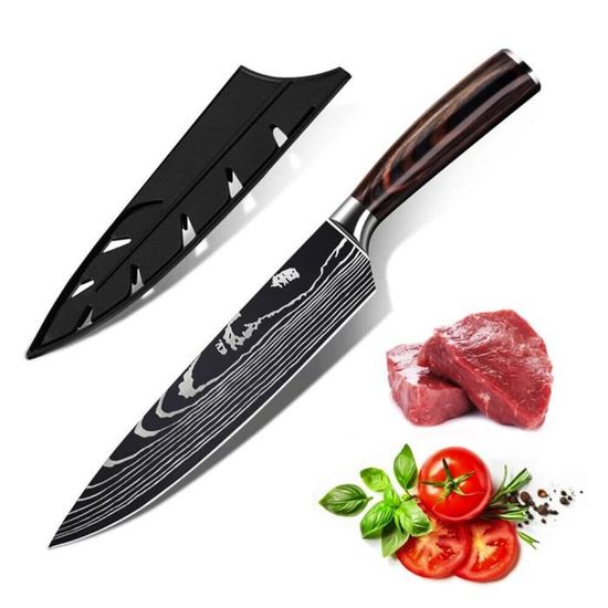 Couteau Cuisine,Couteau de Chef Professionnel Ultra Tranchant,Acier ...