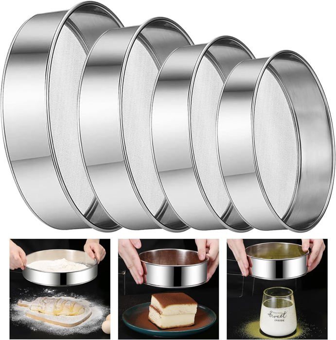 4 Pièces Tamis De Cuisine Inox Extra Fin, Tamis En Acier Inox Tamis ...