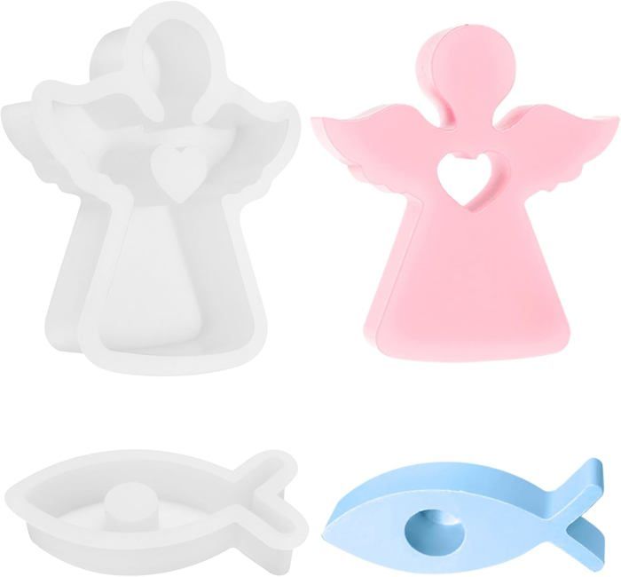 2 pièces Moule en silicone poisson Bougeoir ange poisson Moule en ...