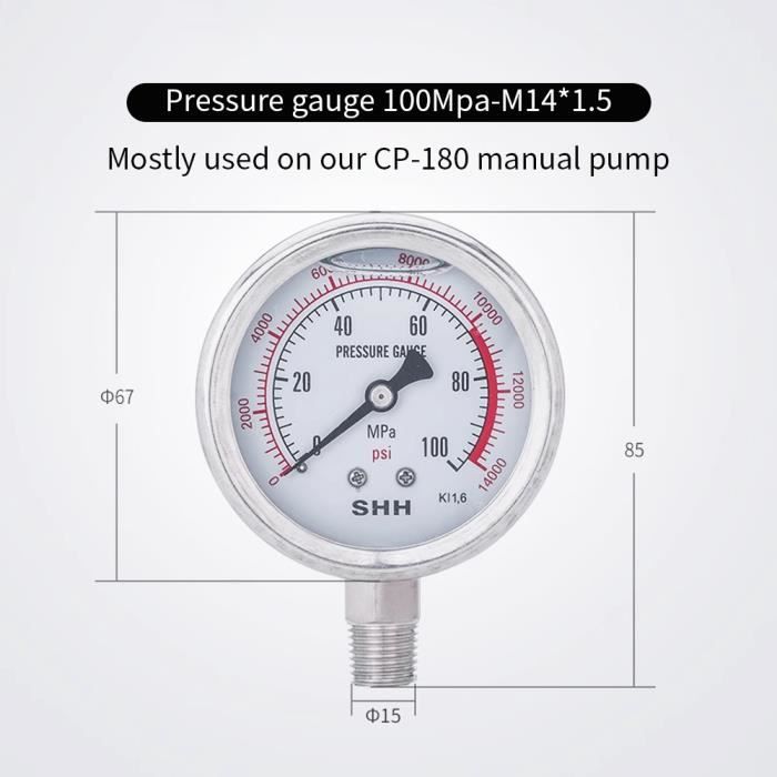 M14 avec connecteur - Manomètre hydraulique DOOROOM 0 ~ 100MPA pour CP-700-CP-180 - Cdiscount ...
