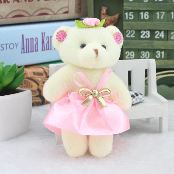 Rose - 11 cm - Petit ours en peluche Kawaii pour enfants, Jouet en peluche, Mini ours de dessin ...