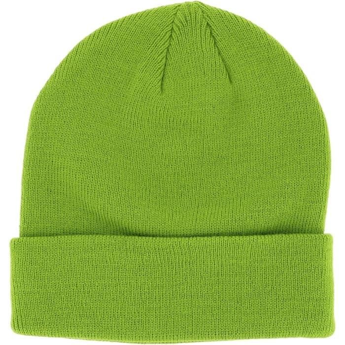 Bonnet Homme Ou Femme Uni - Bonnet Hiver Basic En Maille Sans Pompon ...