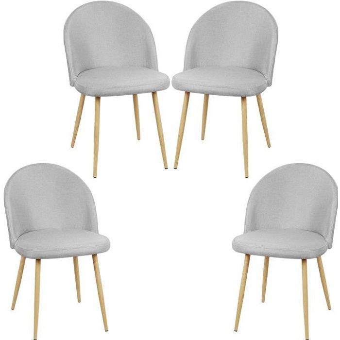 Lot de 4 Chaises de Salle à Manger en Tissue Gris Claire Style ...