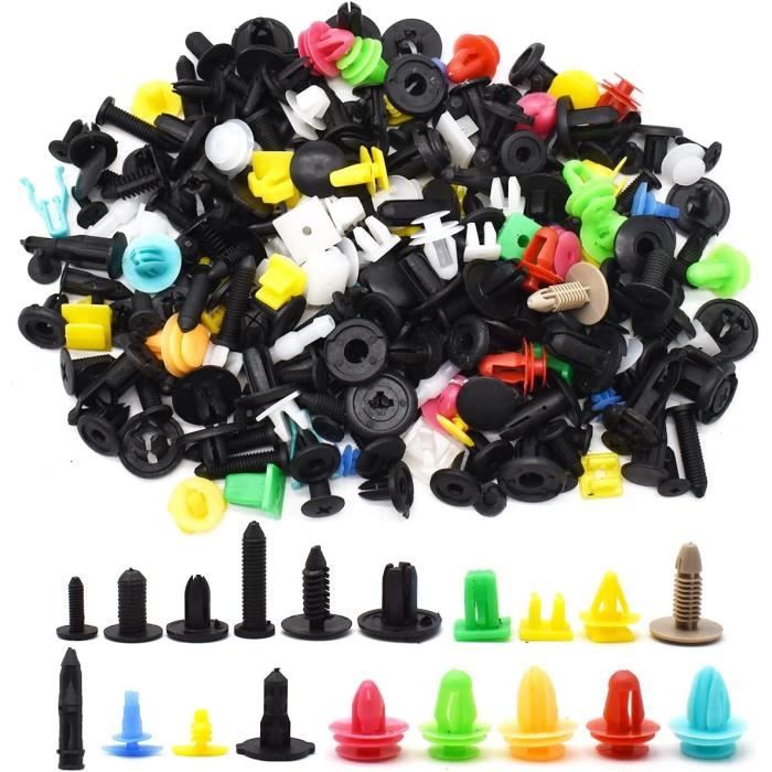 Zliger 200 Pièces Garniture Voiture Agrafe Plastique Rivets Garnissages ...
