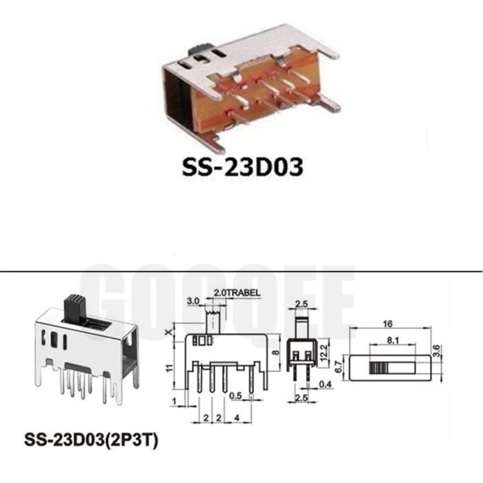 Inox 23D03 5PCS Interrupteur coulissant SS 12D00, 5 pièces, bande de fluctuation'engrenage, lime ...