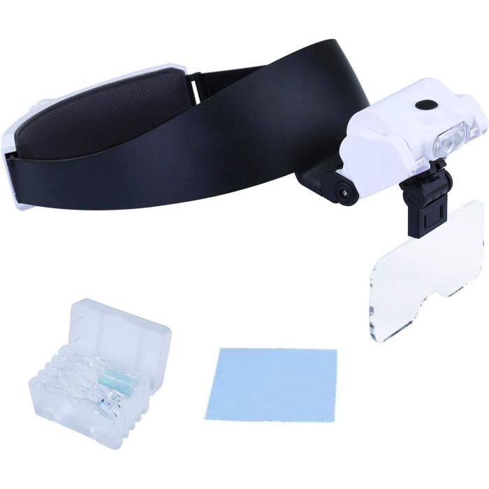 Loupe Pour Tête, Loupe Serre Tête À Led Loupe Loupe Mains Libres 1.0X,1.5X,2.0X,2.5X,3.5X Pour ...