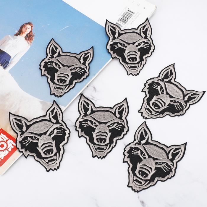 YIC Patch Loup 6 Pièces Mignon Loup Cub Patch Tête De Loup Fer Sur Appliques Bricolage Mercerie ...