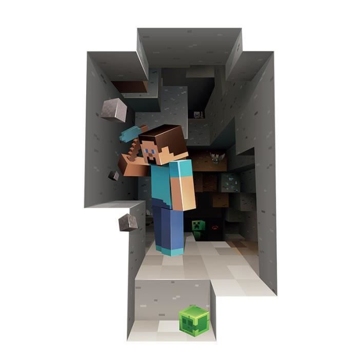 Minecraft - Sticker Wall Cling Digging Steve - Cdiscount Maison
