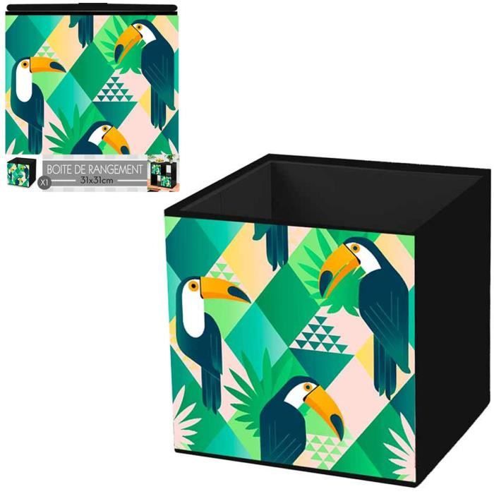 Cube de rangement 'Toucan' vert jaune - 31x31 cm [Q4500] - Cdiscount Maison