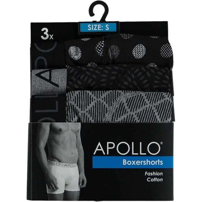 Apollo boxer homme coton gris/noir 3 pièces Gris - Cdiscount Prêt-à-Porter