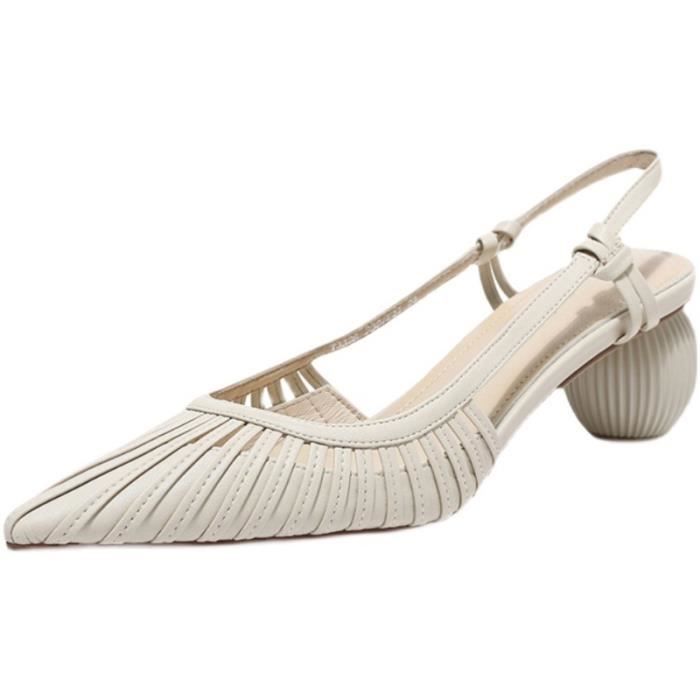 Femmes sandales été solide rond Med talon bout pointu brides à la ...