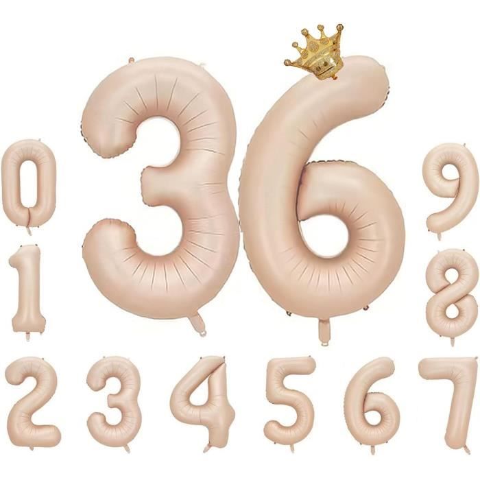 Ballon Chiffre 36 Helium Ballon Anniversaire Beige Chiffres 36 Ans ...
