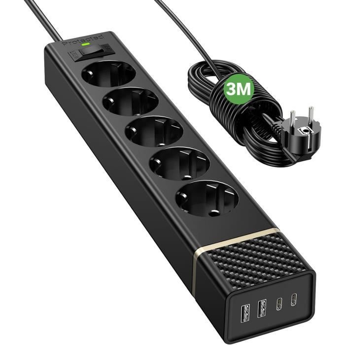 Multiprise Parafoudre avec USB C, 5 Prise Multiprise Electrique 3M ...