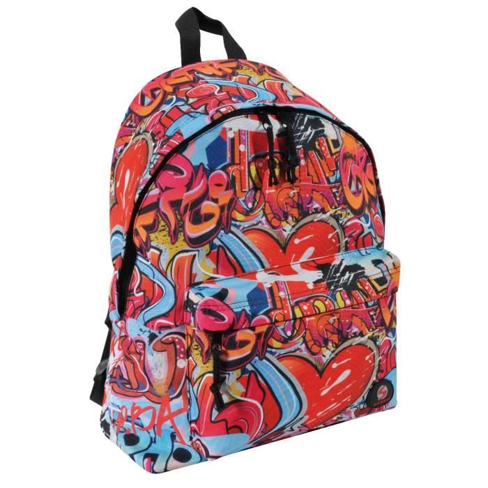 Sac à dos Graffiti + trousse - Rouge multi-colore Rouge - Cdiscount ...