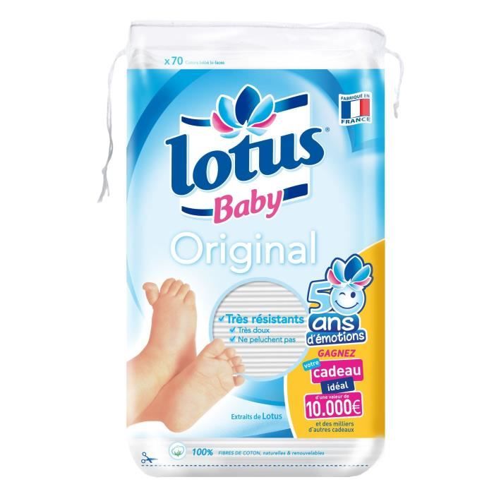 LOTUS BABY ORIGINAL Maxi cotons carrés - Bi-faces - 70 cotons ...