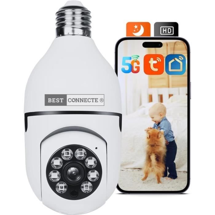 Camera Ampoule Wifi 360 E27 Tuya 2K 5Ghz 3Mp Sans Fil, Surveillance Vision Nocturne, Audio ...