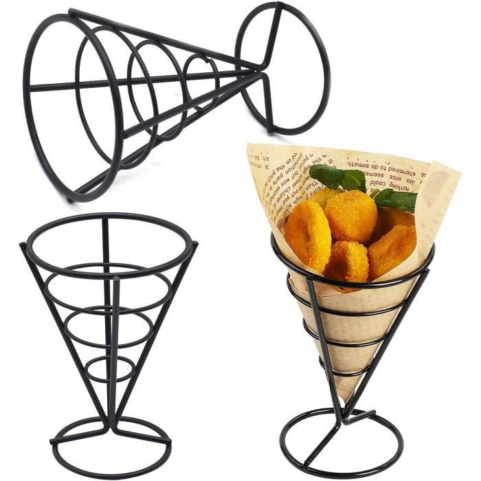 Présentoir De Frites Stand,Noir 3 Pièces Cornet À Frites Conique ...
