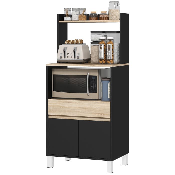Meuble micro onde, buffet cuisine avec placard tiroir étagère supérieur ...
