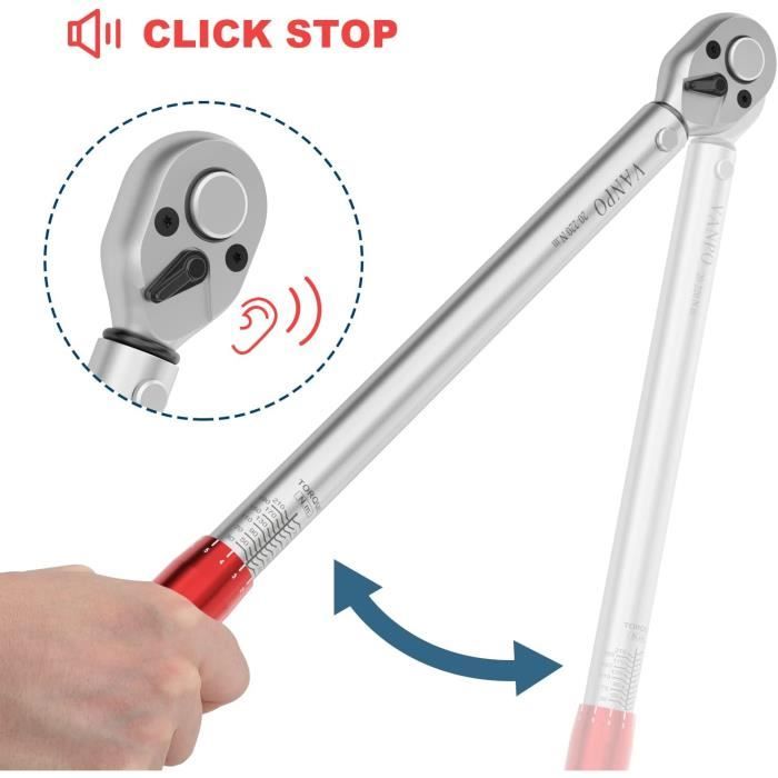 Clé Dynamométrique 1-2", Clé de Torsion 20-220 Nm 8 Pièces Kit ...