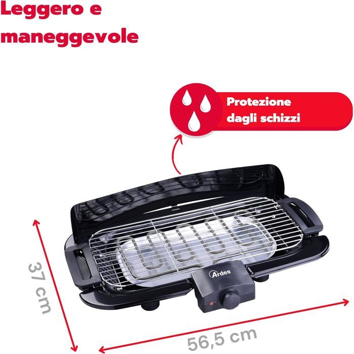 ARDES - Barbecue électrique portable sans fumée de 2000 W Grill électrique portable pour balcon ...