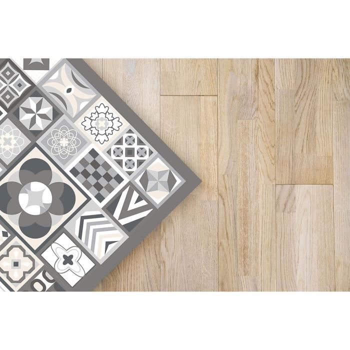 Tapis Du Sol Vinyle Style Carreaux Ciments Gris 80X300 Cm - Tapis De ...