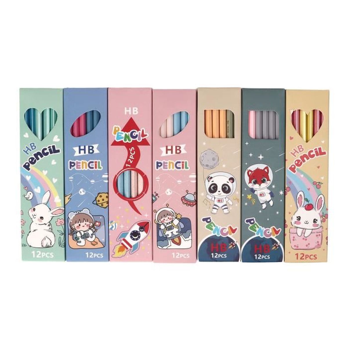 YUI Crayons HB 84 pièces HB crayons écriture plus lisse dessin animé ...