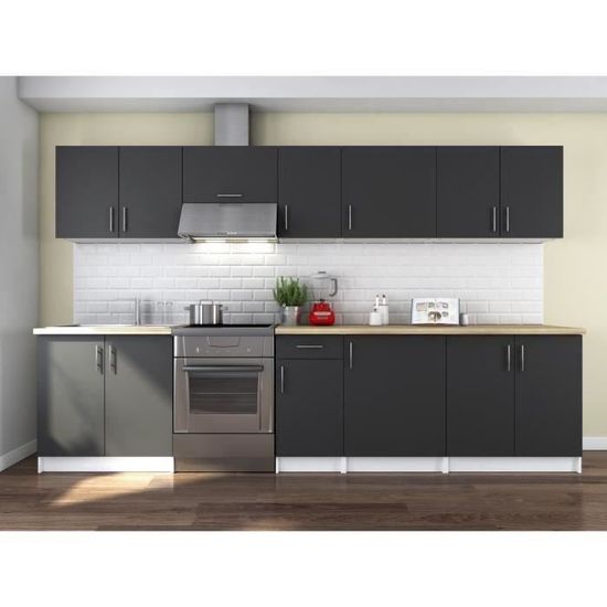 OBI Cuisine complète L 320 cm - Gris mat - Cdiscount Maison