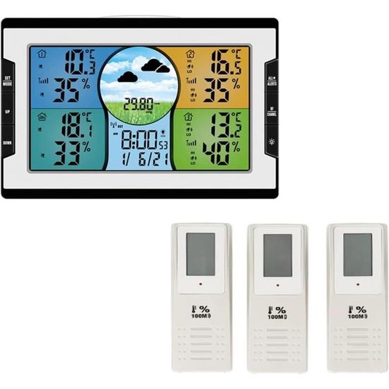 Station Météo Professionnelle Sans Fil Avec Capteur Extérieur, Horloge Radio-Pilotée ...