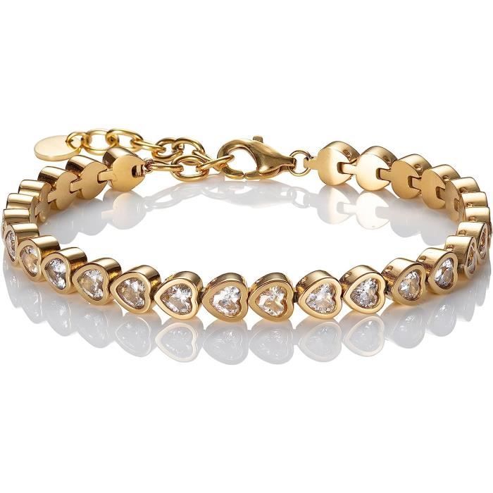 Bracelet Cœur En Rivière Pour Femme Et Jeune Fille, Bracelet Tennis ...