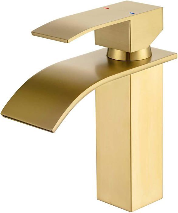 Robinet De Lavabo Cascade Doré, Mitigeur Cascade Robinet Salle De Bains ...