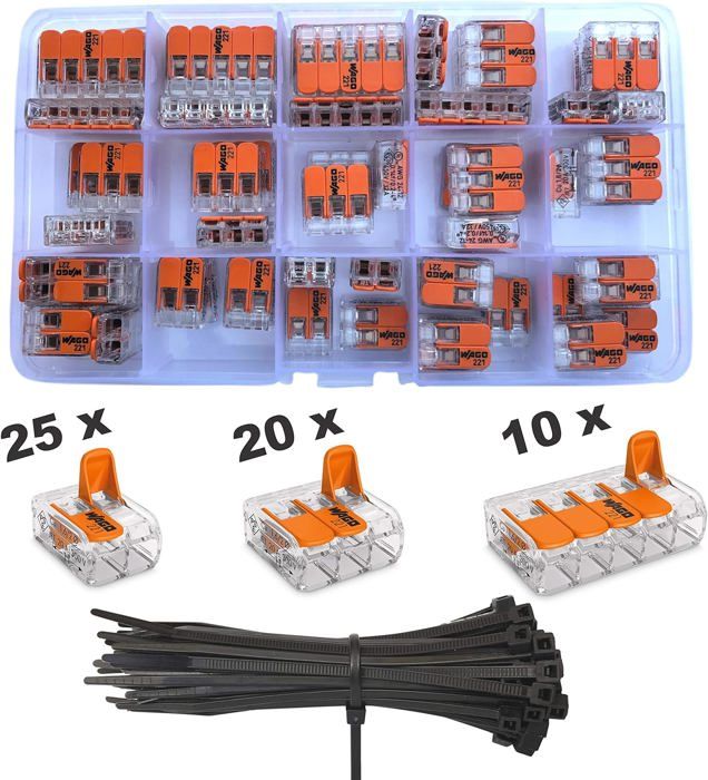 Bornes de connexion Serie 221 | Assortiment 55 pièces | 25x 221-412 ...