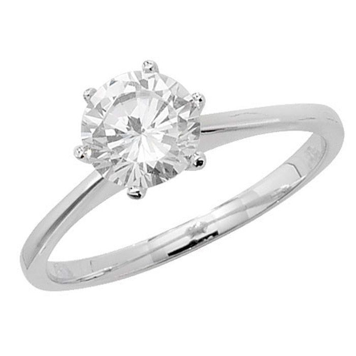 Bague Femme Solitaire Fiancailles Argent fin 925 avec Oxyde de ...