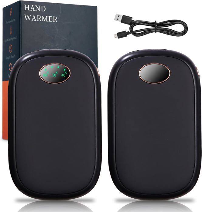 2 Pack Chauffe Main Rechargeable,Batterie 10000mAh Chauffe Main ...